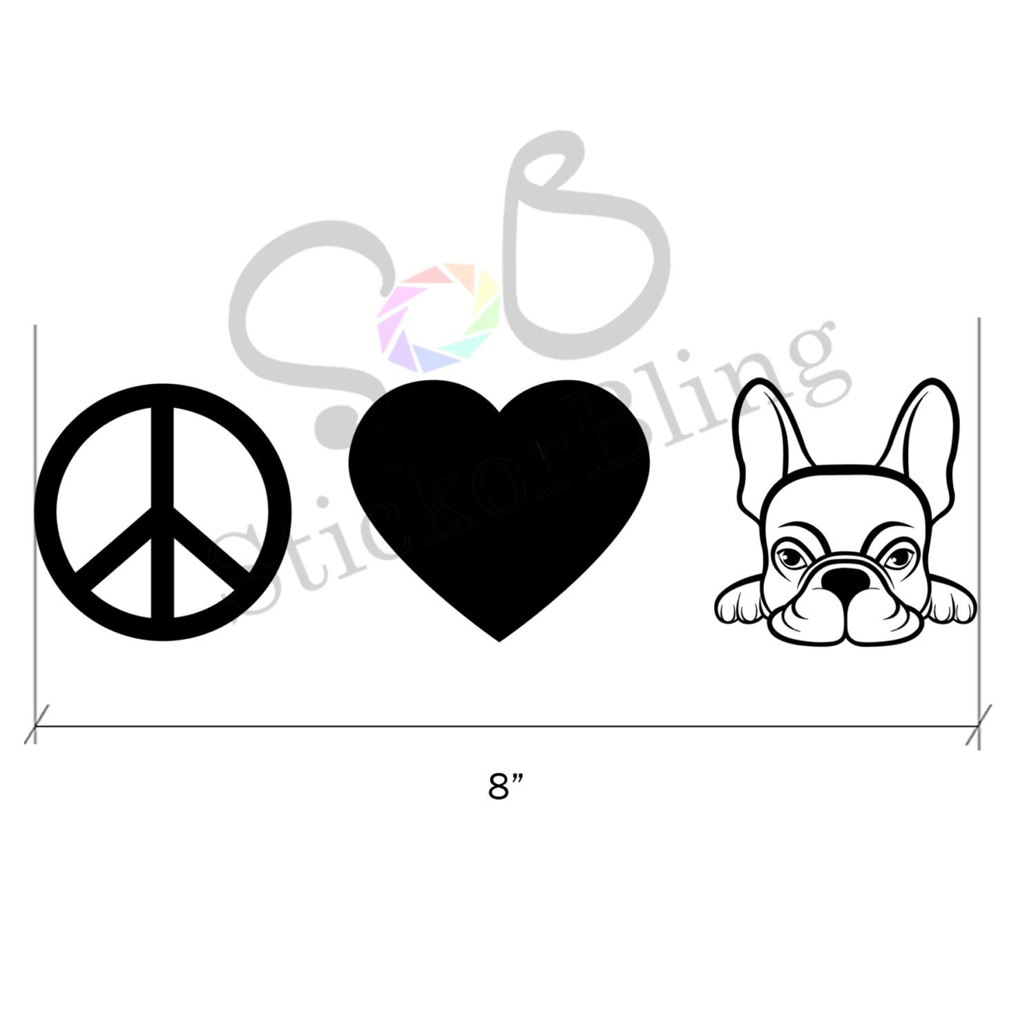 Frenchie PEACE LOVE French BULLDOG Vinyl Decal Sticker Car - Etsy