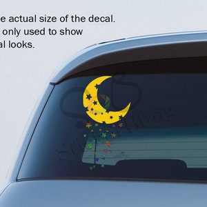 Moon Star Silver Glitter Holographic Die Cut Vinyl Decal Sticker Car ...