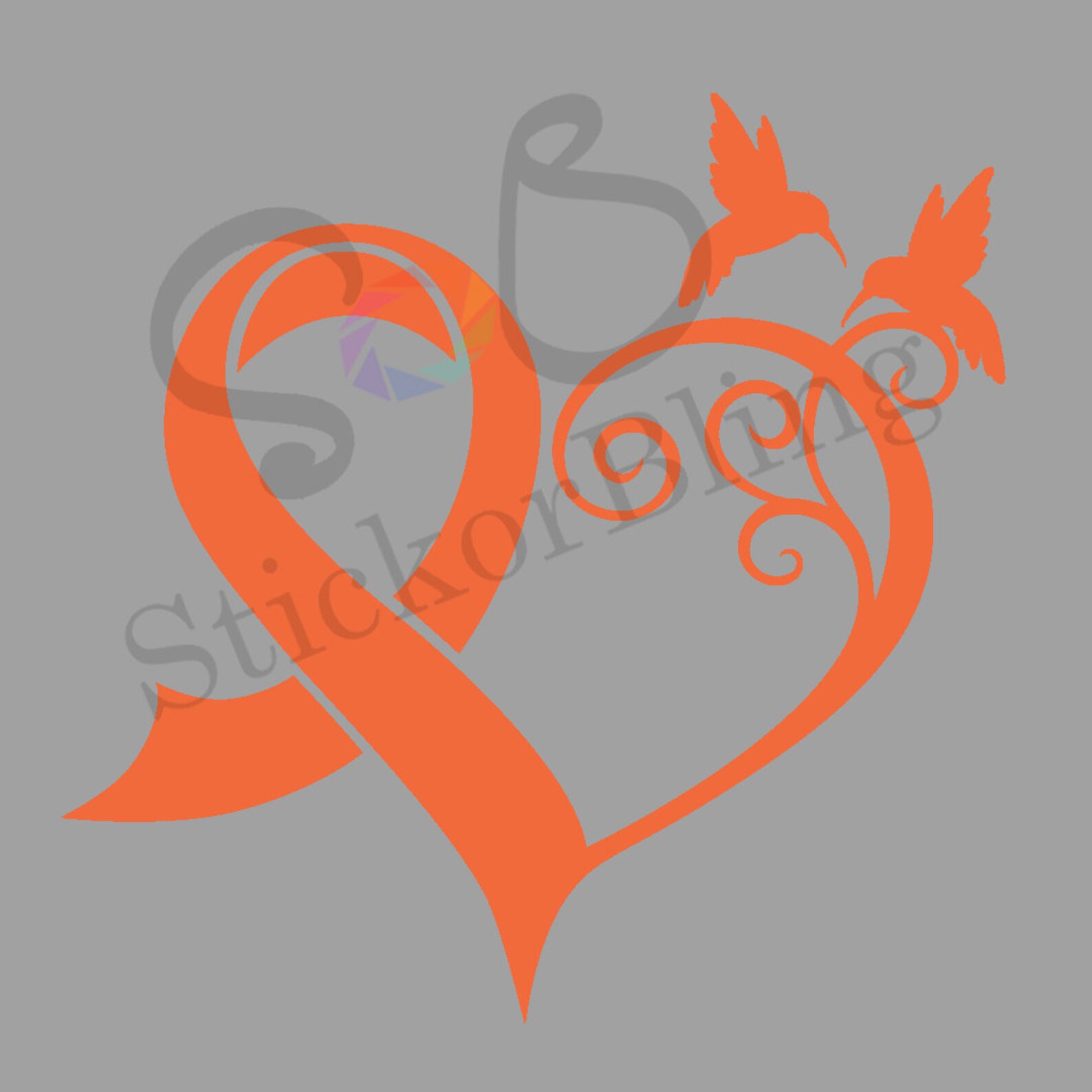 Breast Cancer Awareness Ribbon Heart Humming Bird Vinyl Decal | Etsy