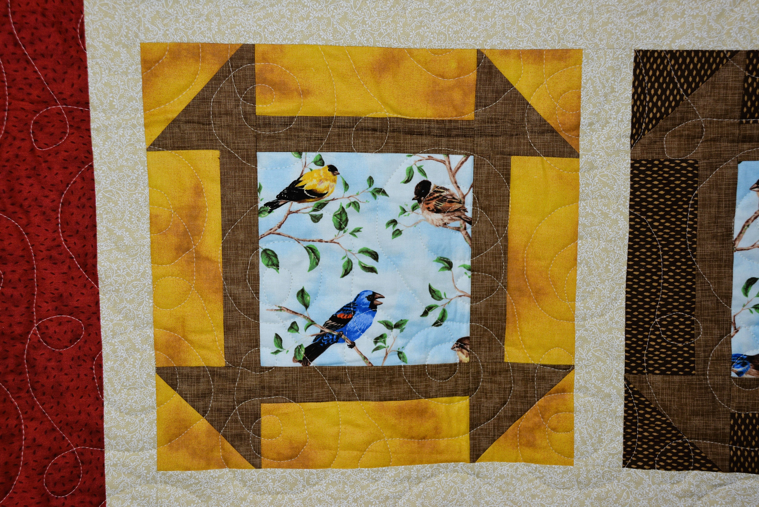 Queen Size Quilt, Bird Quilt, Brown Quilt, Bird Lover Quilt, Bird ...