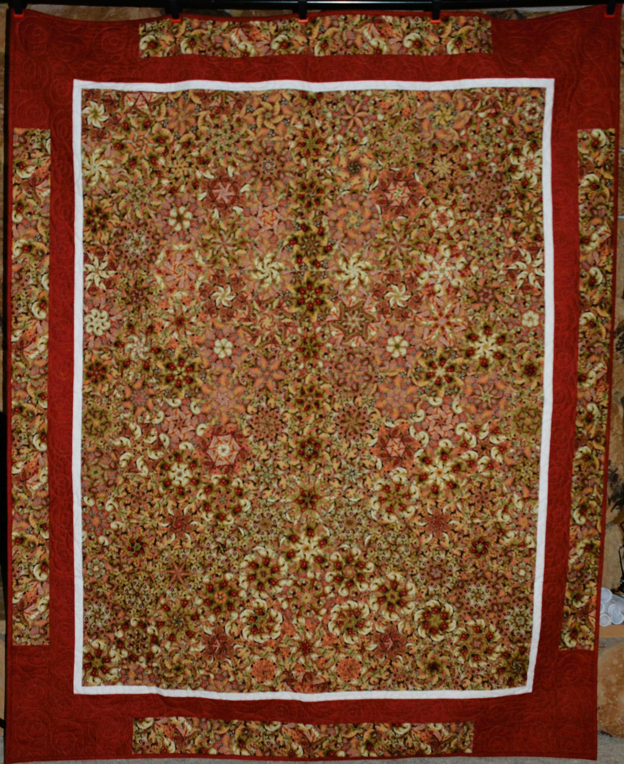 Twin Size Quilt, Maroon Quilt, Masculine Quilt, Cabin, Kaleidoscope ...