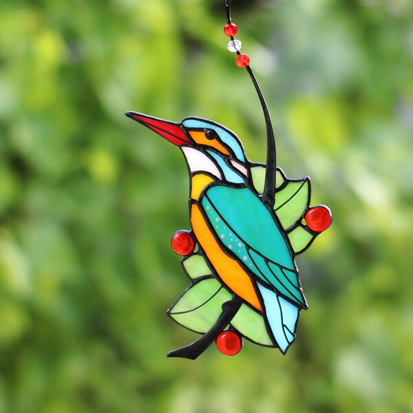 Kingfisher Stained Glass - Etsy