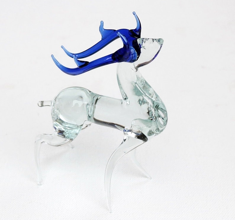 Blown Glass Art Lampwork Murano Style Glass Stag Deer Standing Figurine ...