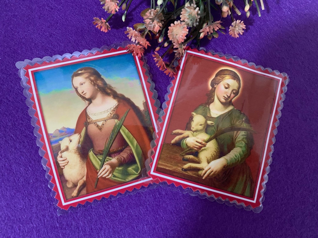 HOLY INES. Sainte Agnes. Saint Agnes of Rome. Saint Agnes. Laminated ...