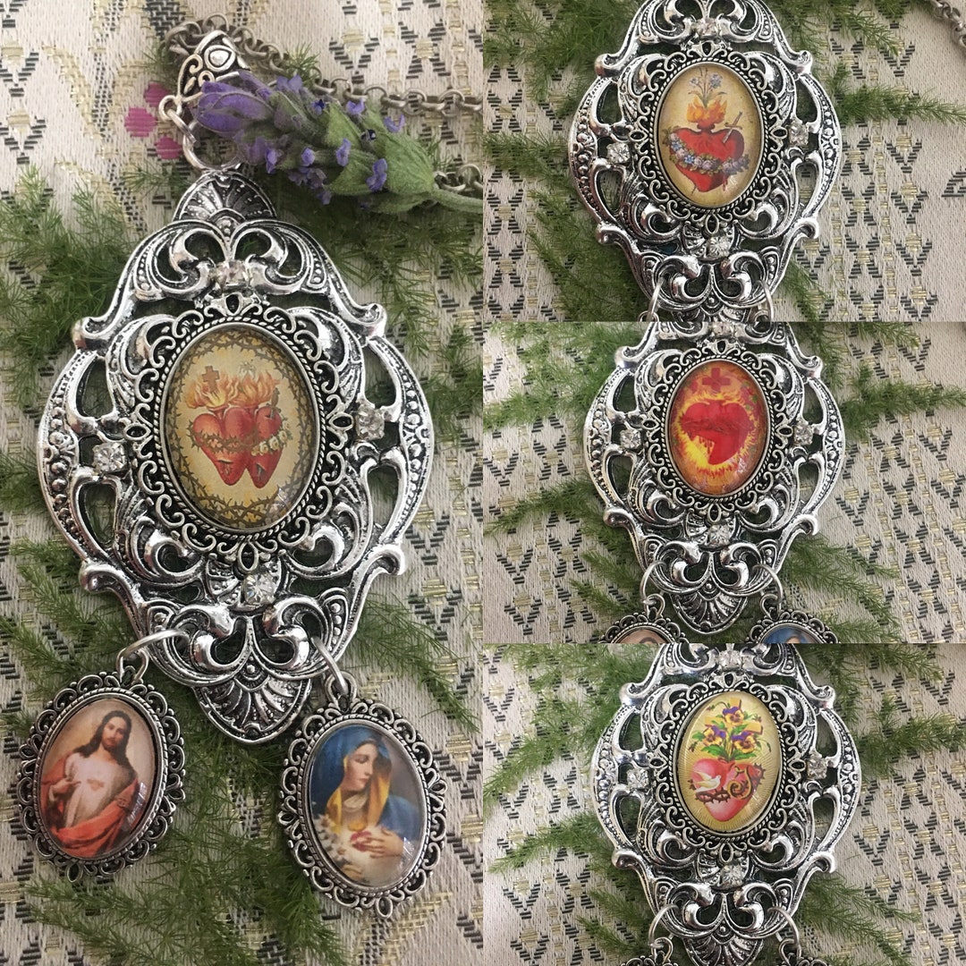 Pendants of the Hearts of Jesus and Mary and United Hearts. - Etsy