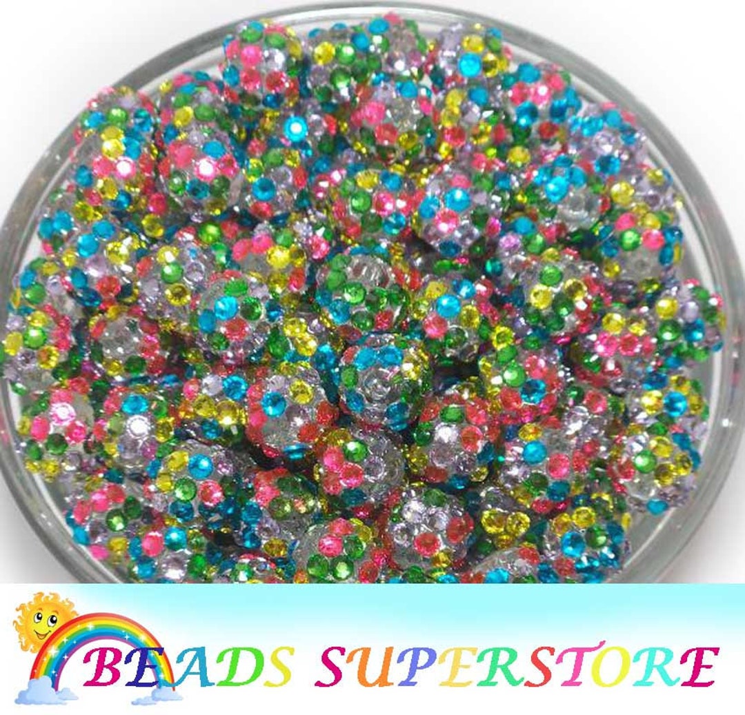 12mm Fruit Explosion Rhinestone Chunky Bubblegum Round Beads, Gumball ...