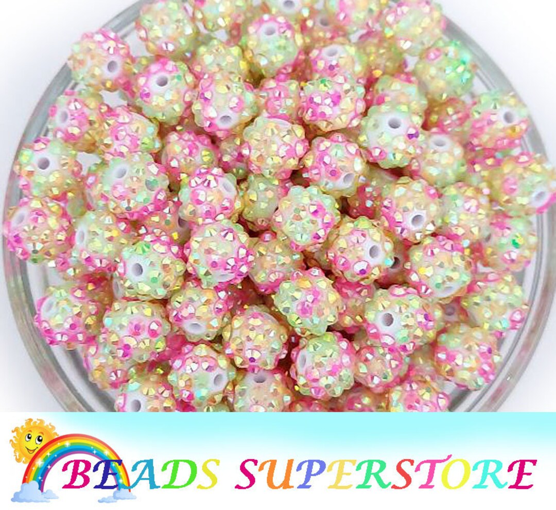 12mm Hot Pink Lemon AB Rhinestone Chunky Bubblegum Round - Etsy