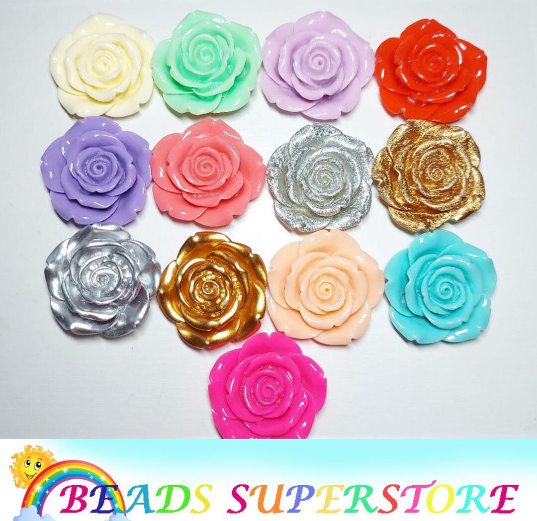 2pcs, 42mm Rose Flower Resin Beads, Gumball Chunky Beads, Acrylic ...