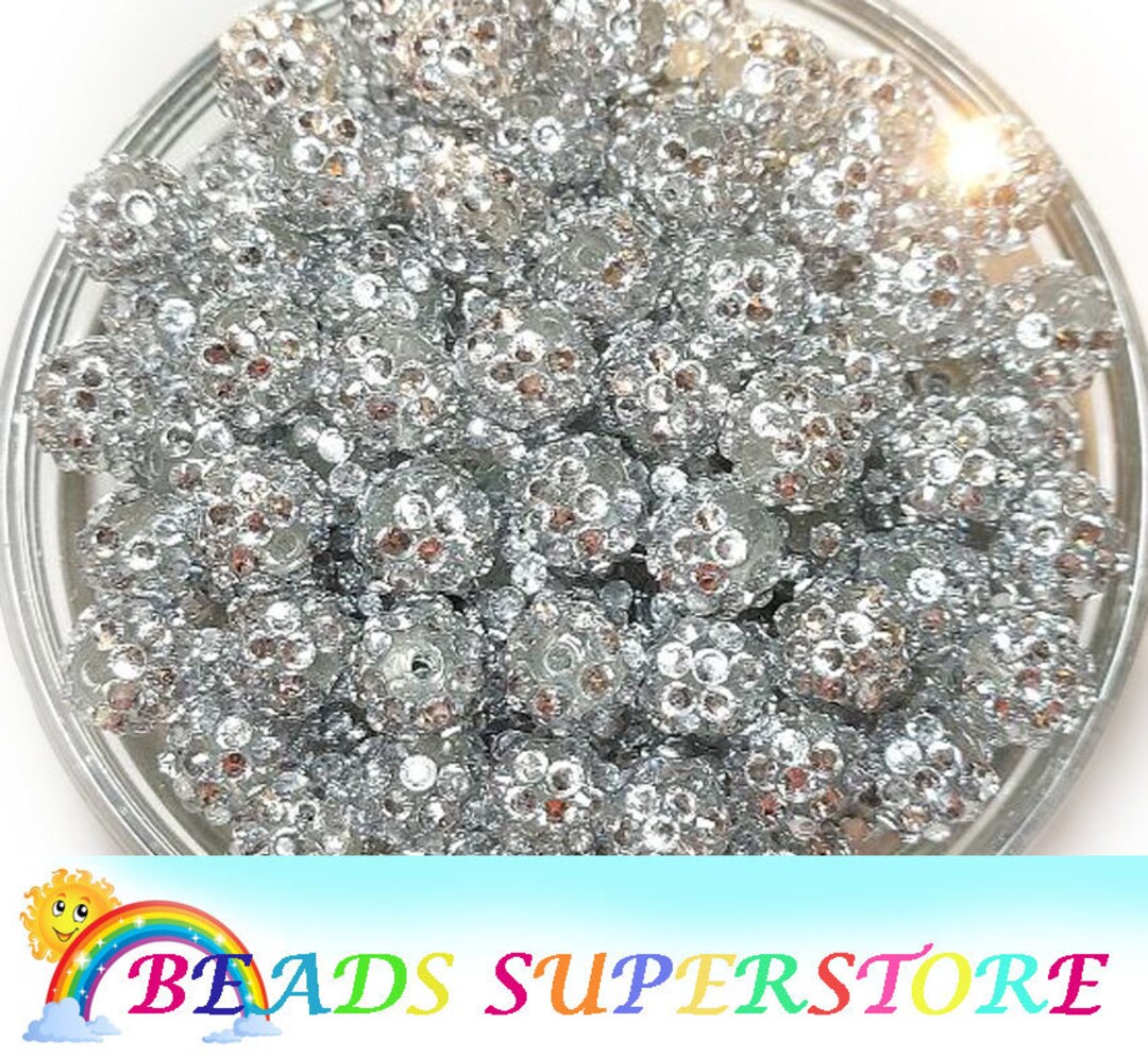 12mm Crystal Rhinestone Chunky Bubblegum Round Beads, Gumball Beads ...