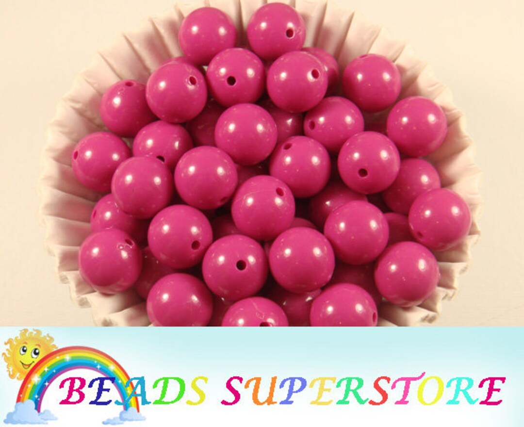 16mm Deep Hot Pink Solid Chunky Bubblegum Round Beads, Solid Gumball ...