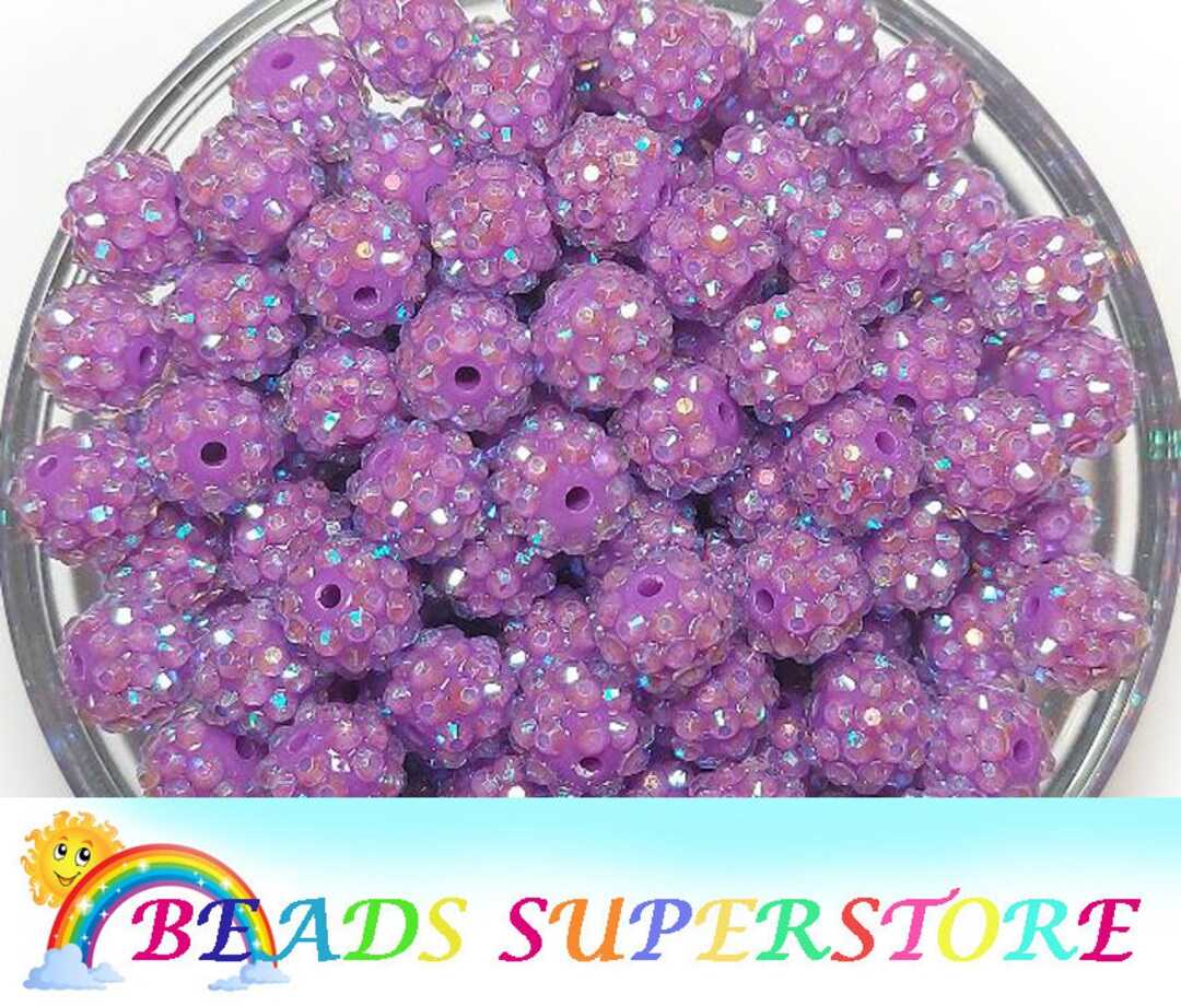 12mm Dark Purple AB Rhinestone Chunky Bubblegum Round Beads, Gumball ...