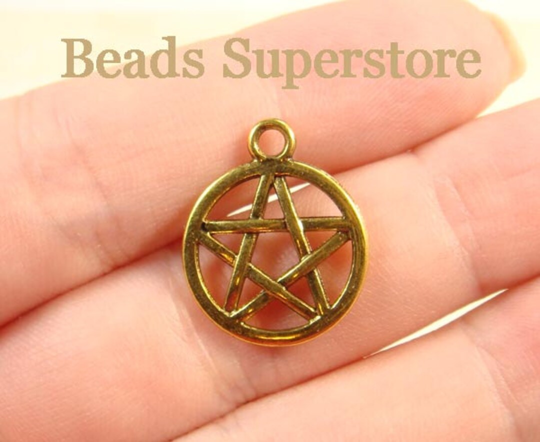 20x17mm Antique Gold Two Sided Pentacle Pentagram Charms, Pentacle ...