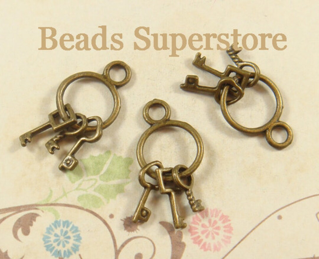 27x12mm Antique Bronze 3D Key Charm, Key Pendant, Nickel Free, Lead ...