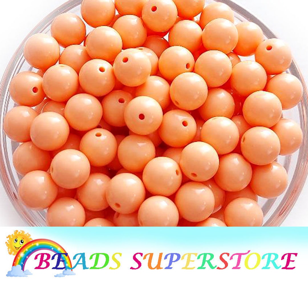 12mm Peach Solid Chunky Bubblegum Round Beads, Solid Gumball Beads ...