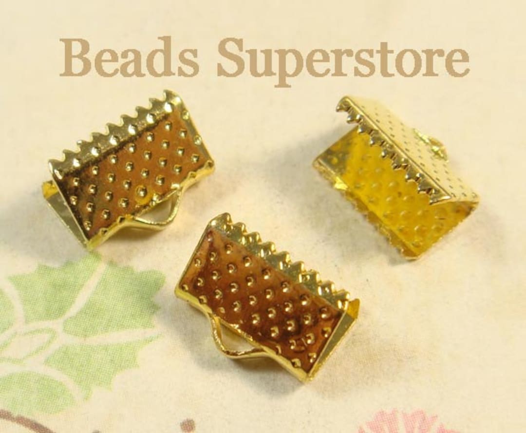 40pcs, 10 Mm X 7 Mm Gold-plated Ribbon End Tip Nickel Free and Lead ...