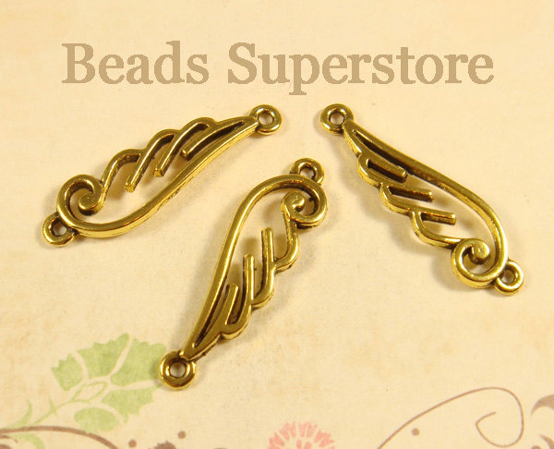 33x9mm Antique Gold Angel Wing Link, Angel Wing Connector, Nickel Free ...
