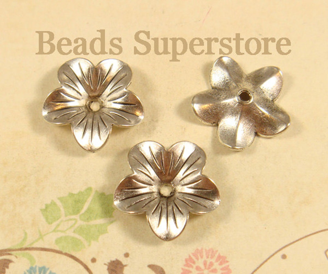 10pcs, 18x5mm Antique Silver Flower Bead Caps, Nickel Free, Lead Free ...