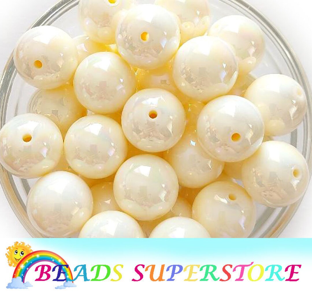 20mm Cream AB Solid Chunky Bubblegum Round Beads, Gumball Beads ...
