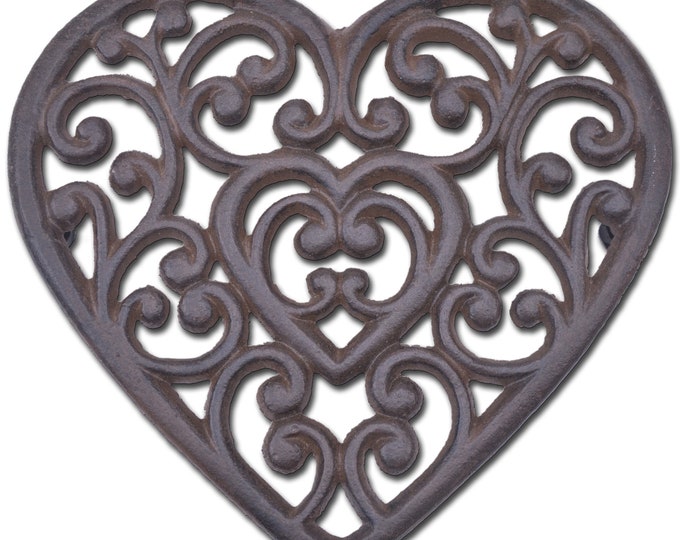 Decorative Cast Iron Trivet Ornate Heart 8 Wide - Etsy