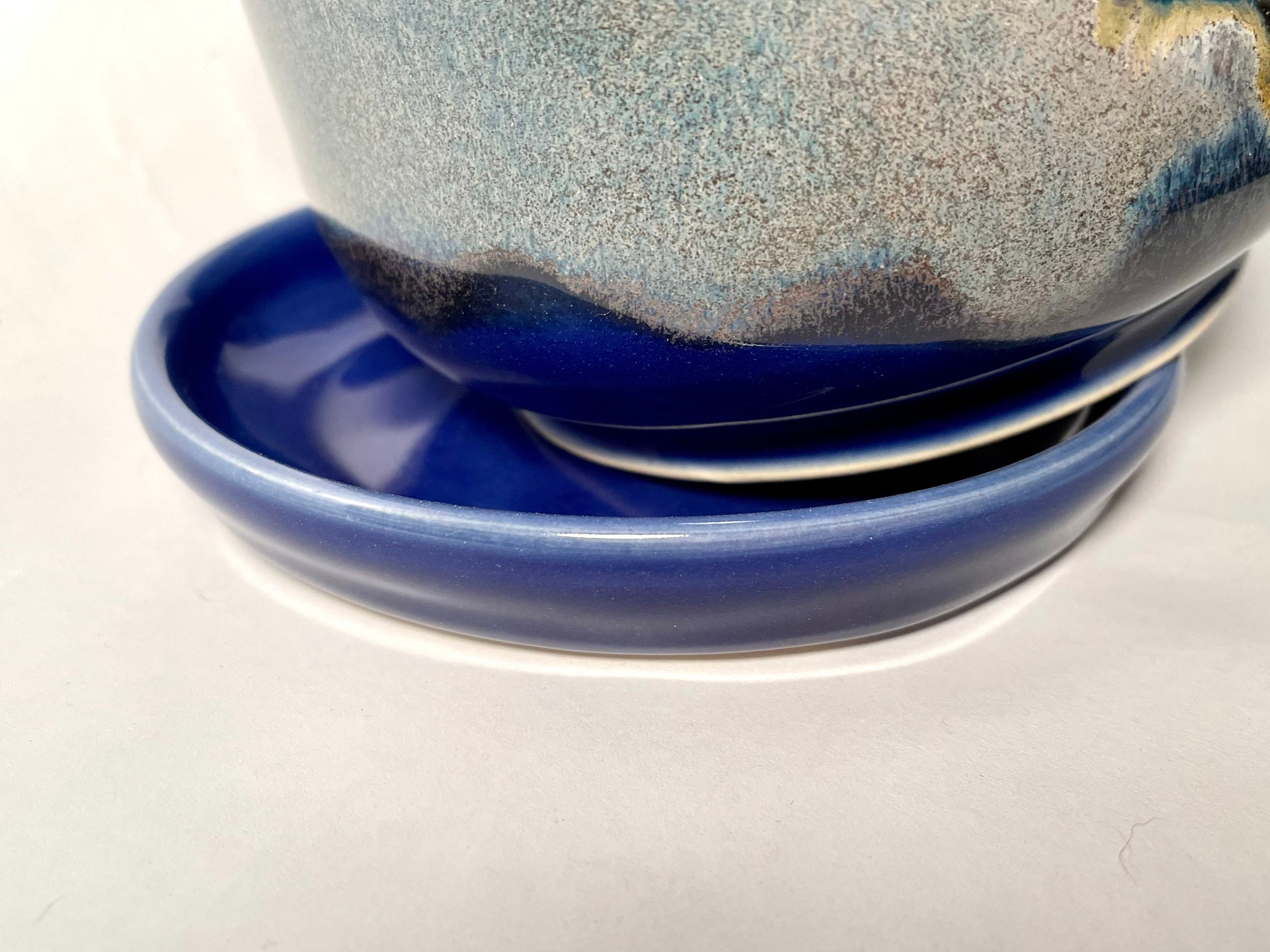 Ceramic Planter With Drainage Holes and Drip Tray Drippy Gray - Etsy