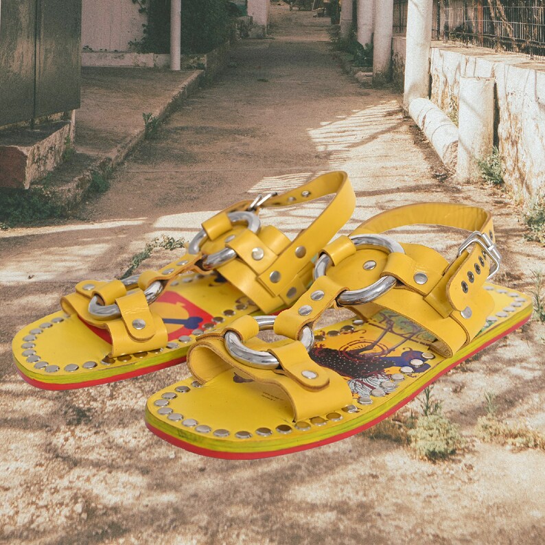 Yellow Men's Classic 60s / 70s Design Super-unique Strappy Hand Made ...