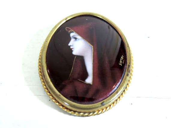 Saint Fabiola Brooch/Antique French Religious Brooch/… - Gem