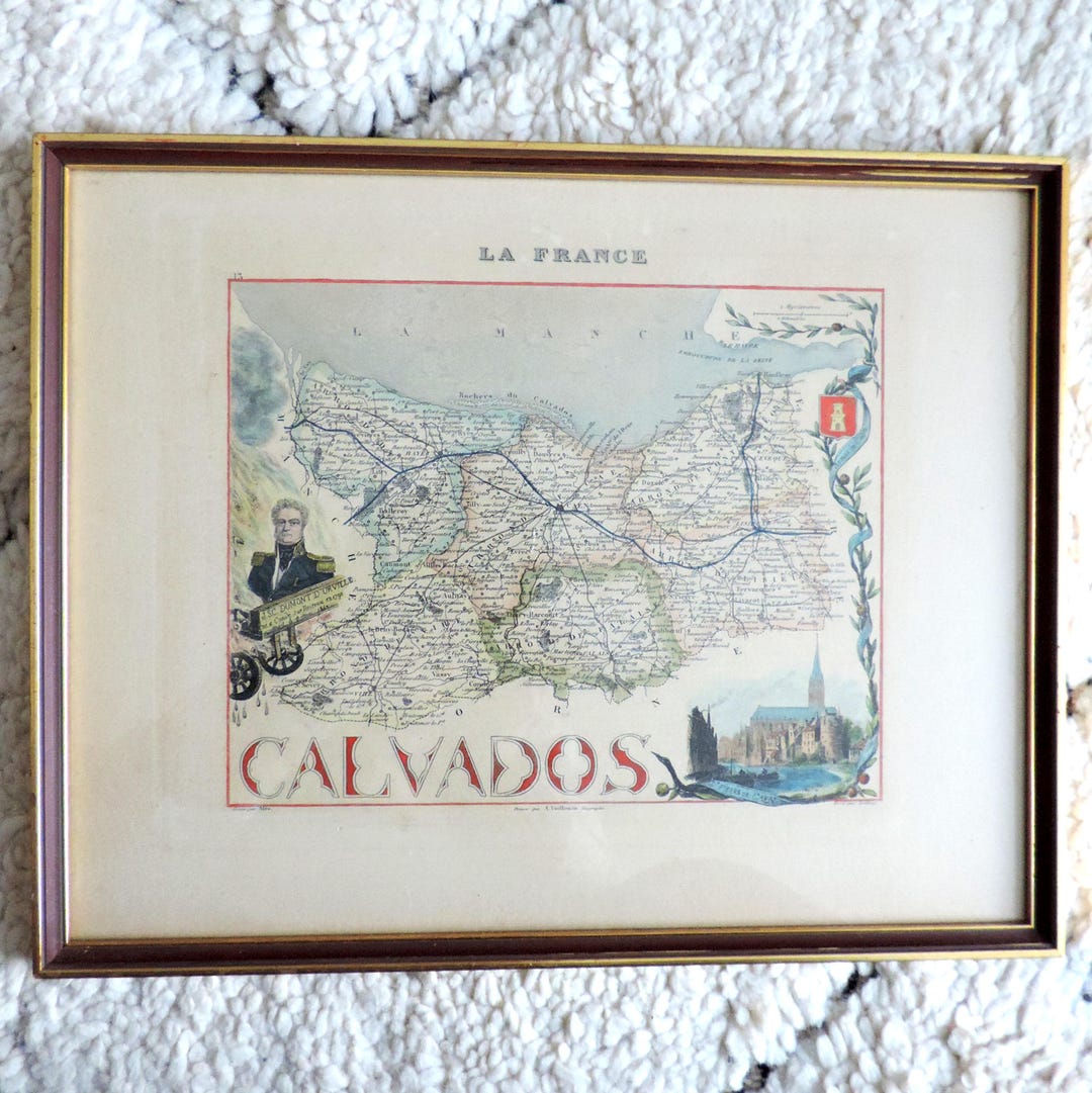 Antique French Framed Map of Calvados France - Etsy
