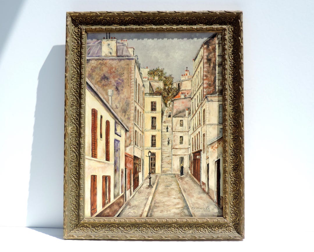 Vintage French Painting on Canvas in A Gold Frame, Original Signed ...