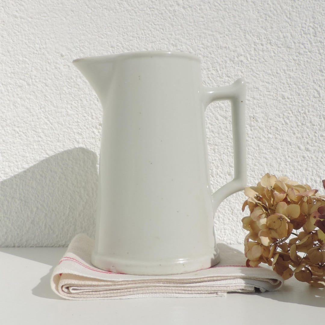 Antique French White Pitcher, Ironstone Pitcher, Ceramic Jug - Etsy