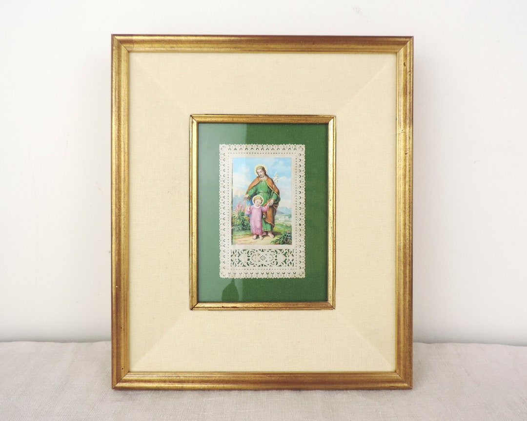 French Vintage Saint Joseph Prayer Card in A Frame, French Prayer Card ...