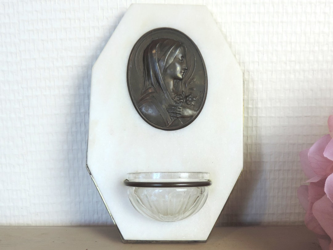 Virgin Mary Holy Water Font, French Vintage Virgin Mary Benitier ...