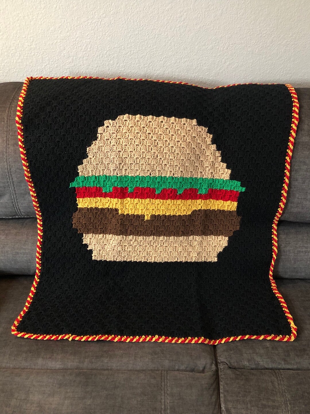 Burger Blanket Crochet Pattern: C2C Cheeseburger Design PDF Download ...