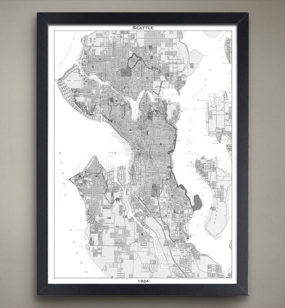 SEATTLE Map Print EMERALD CITY Map Seattle Wall Decor - Etsy
