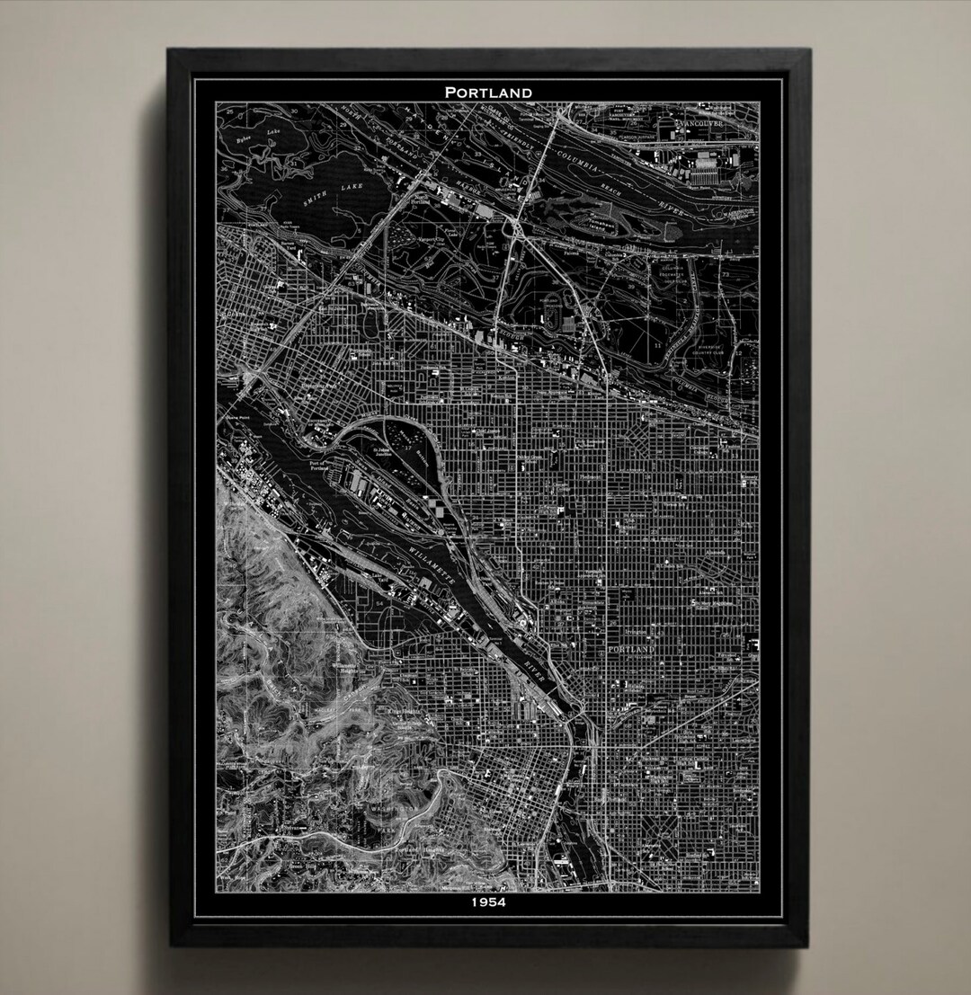 Mapa de PORTLAND / Mapa de la Ciudad de Roses / Impresión del mapa de ...