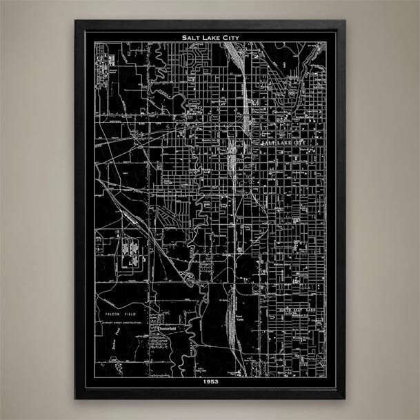 SALT LAKE CITY Map Print | Historic Salt Lake City | Utah Decor | Salt ...