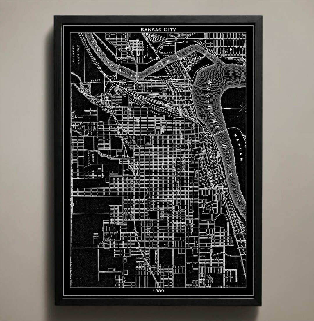 Kansas City Map | Kansas City Wall Art | Kansas City Art | Wall Art ...
