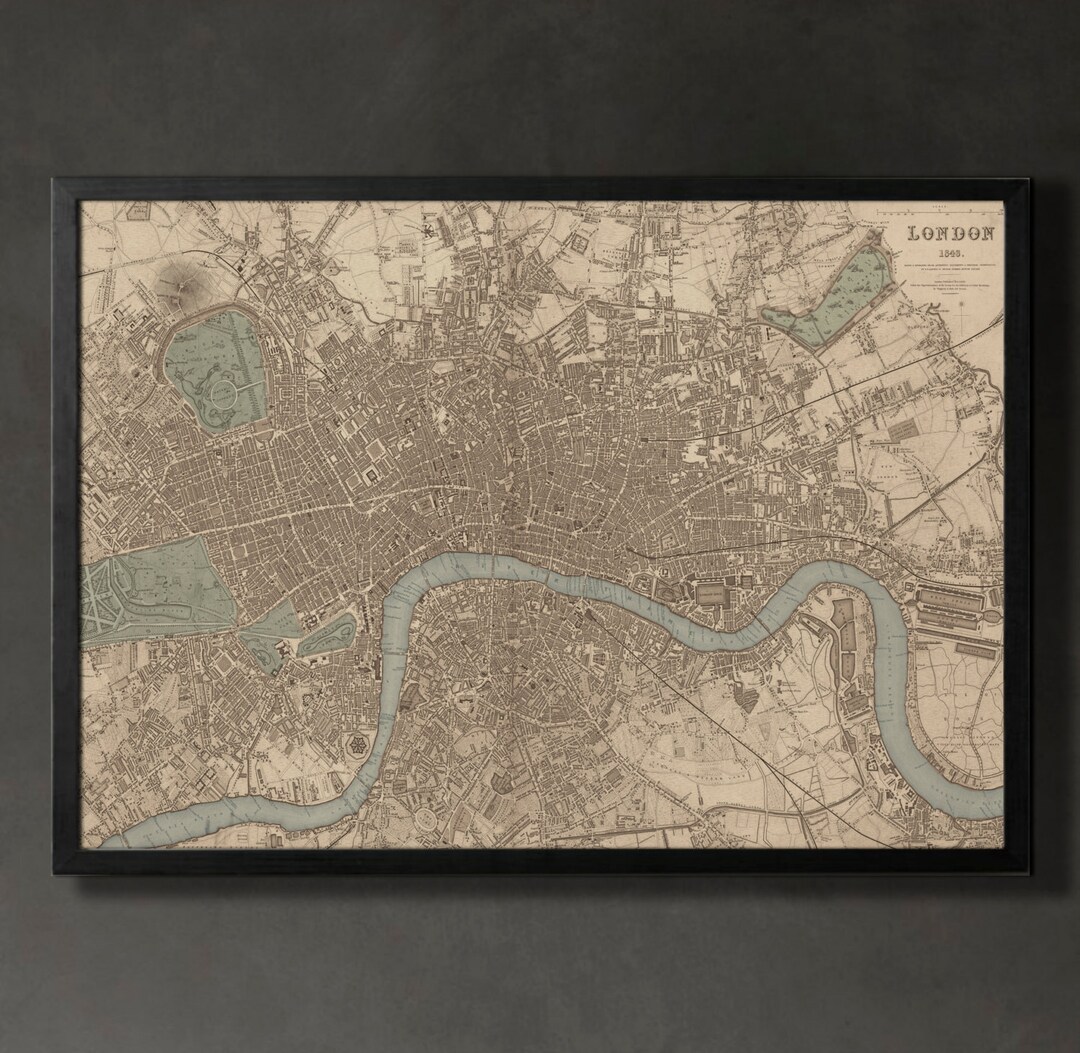 London Map Print | Wall Decor London England | Sepia, Black or White - Etsy