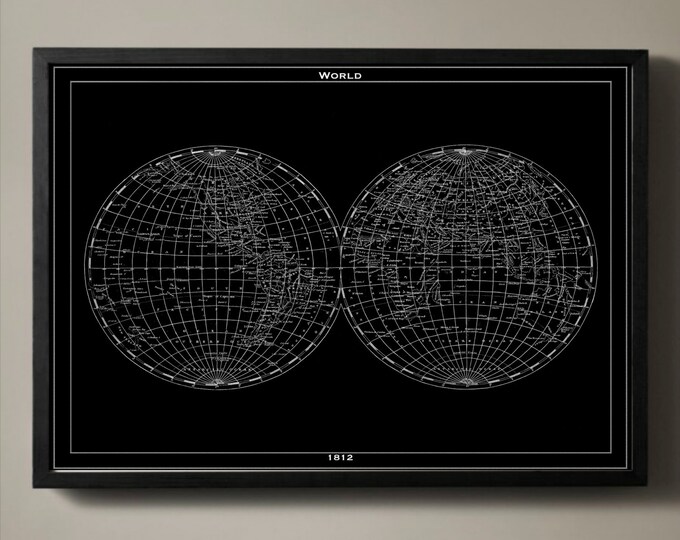 World Map Print Poster Etsy