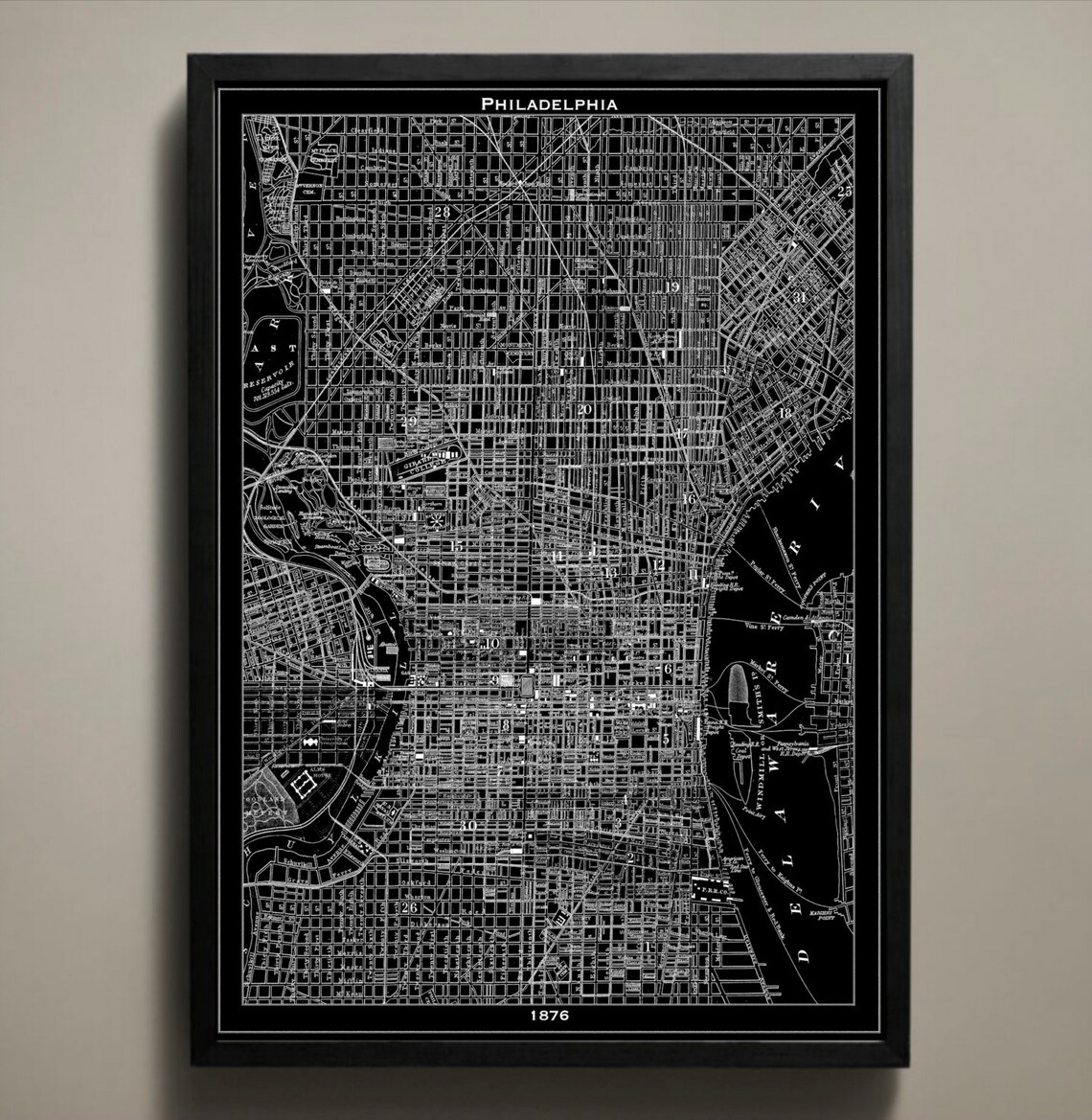 Philadelphia City Map Philadelphia City Poster Philadelphia Map Philly ...