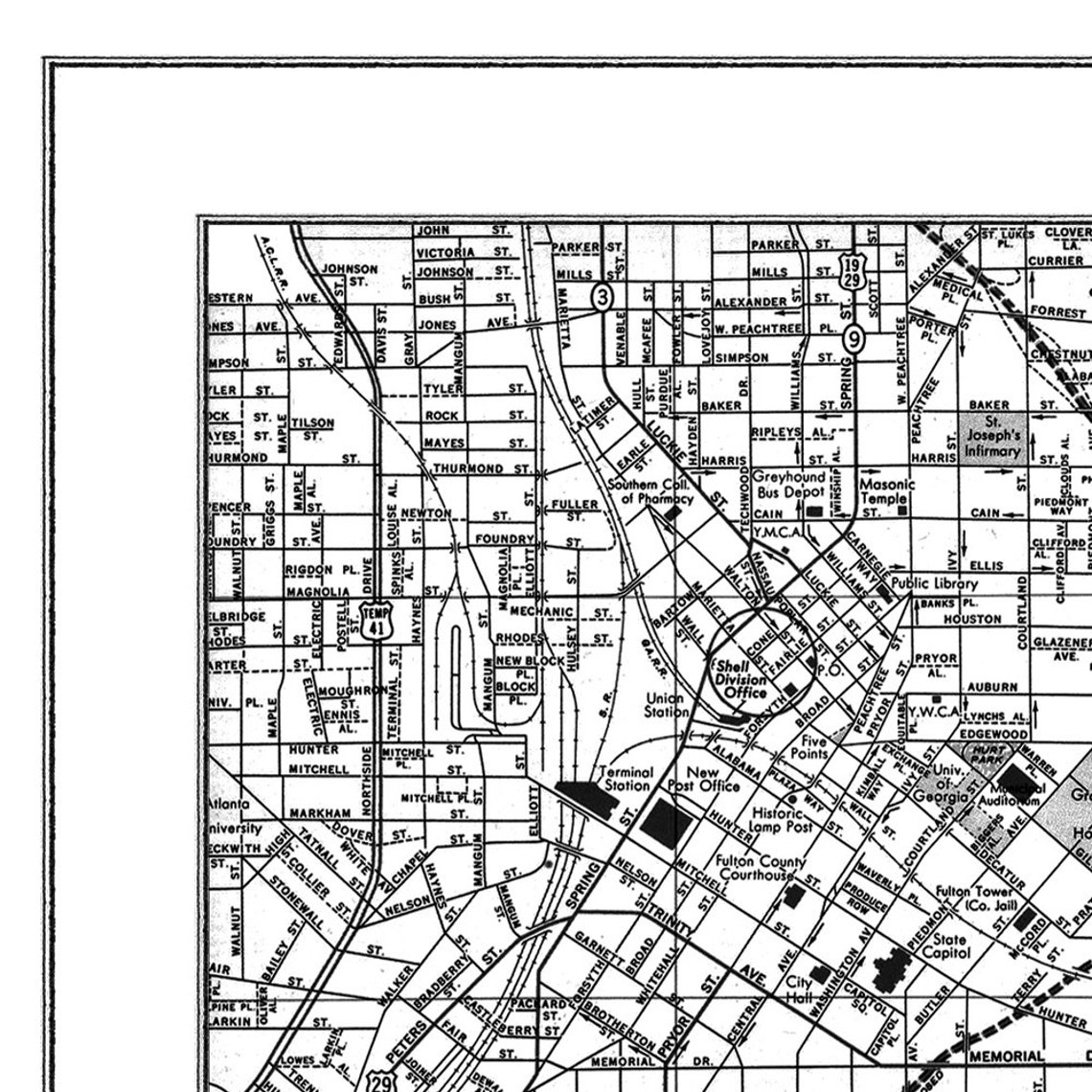 ATLANTA Map Big Peach City Map ATL Map Print Altanta - Etsy