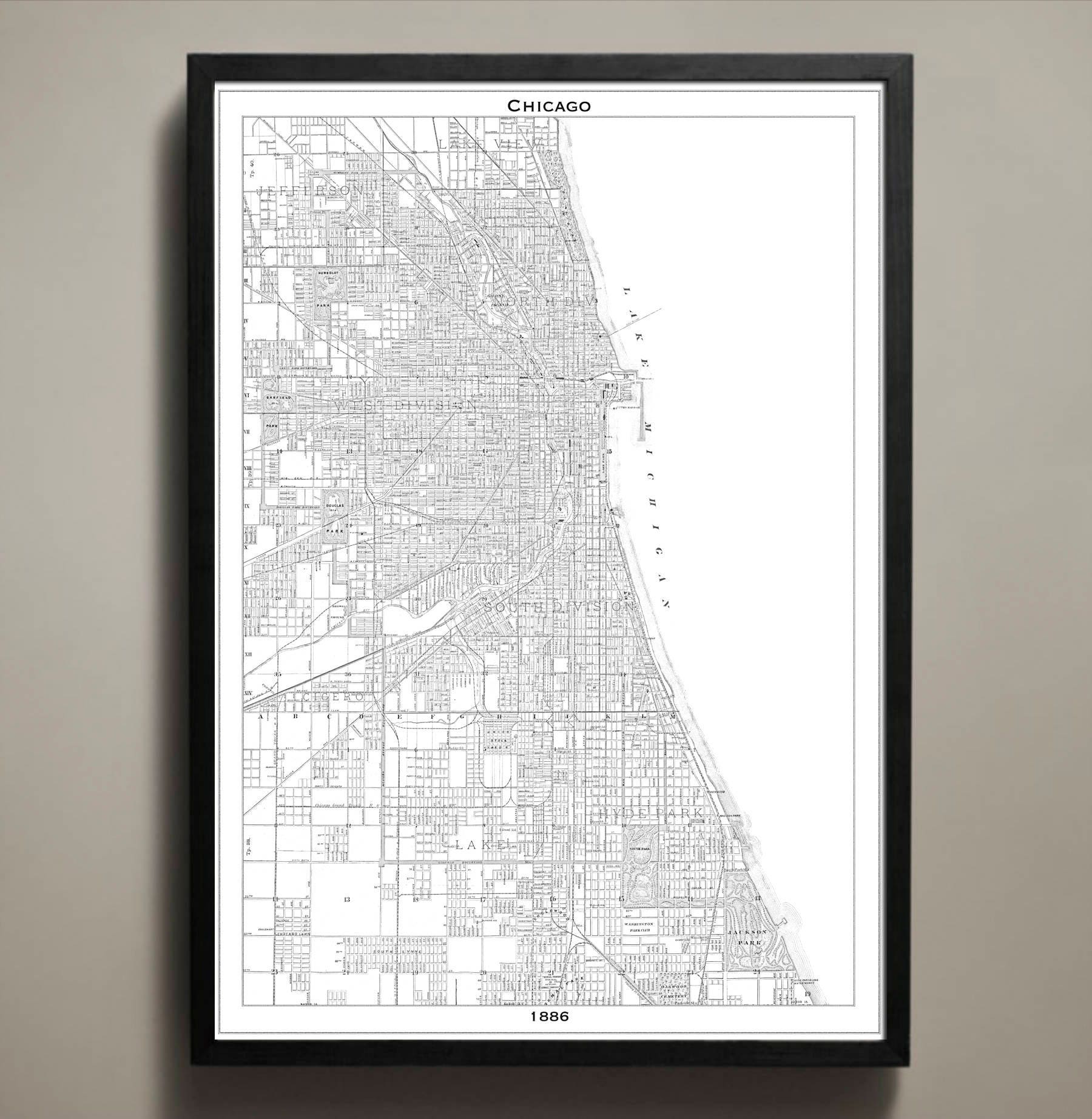 Canvas Print Chicago Map Chicago Poster Chicago Canvas - Etsy