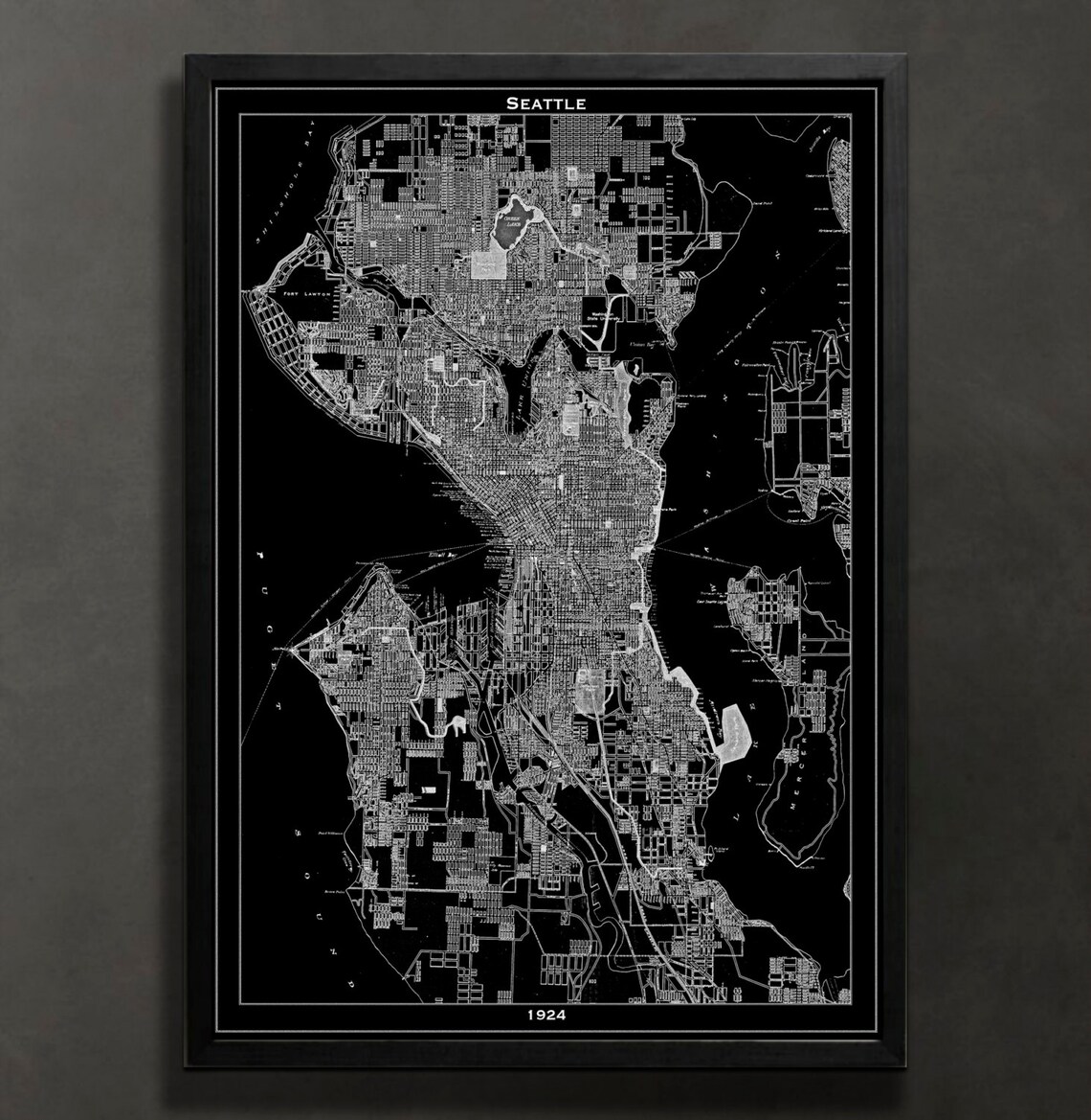 SEATTLE Map Print EMERALD CITY Map Seattle wall Decor | Etsy