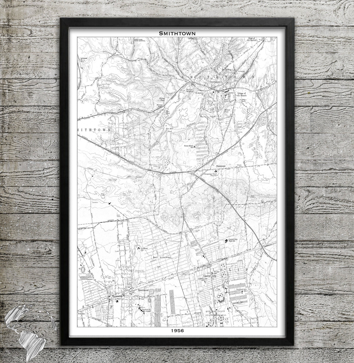 Map of SMITHTOWN NY Print, Wall Decor for Your Home or Office - Etsy