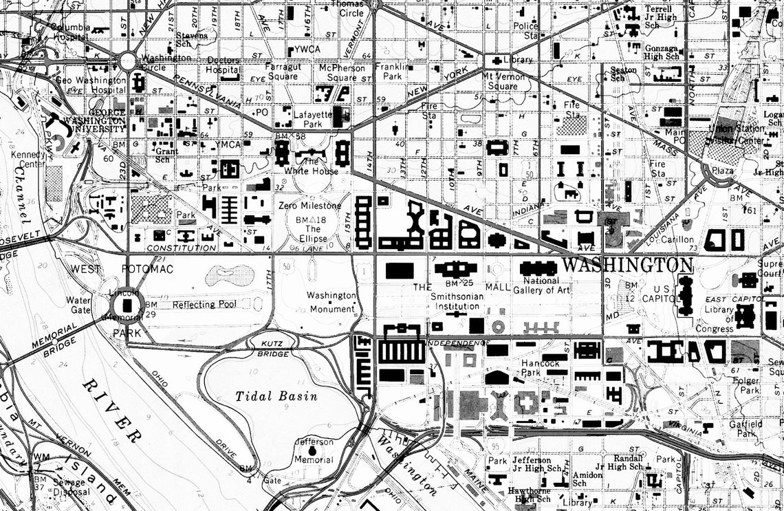Washington D.C. City Map 1957 Washington D.C. Poster - Etsy