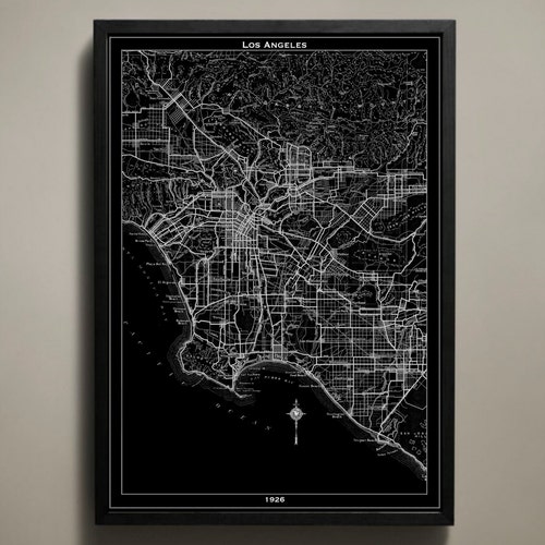 Los Angeles City Map Los Angeles City Poster LA City Print - Etsy