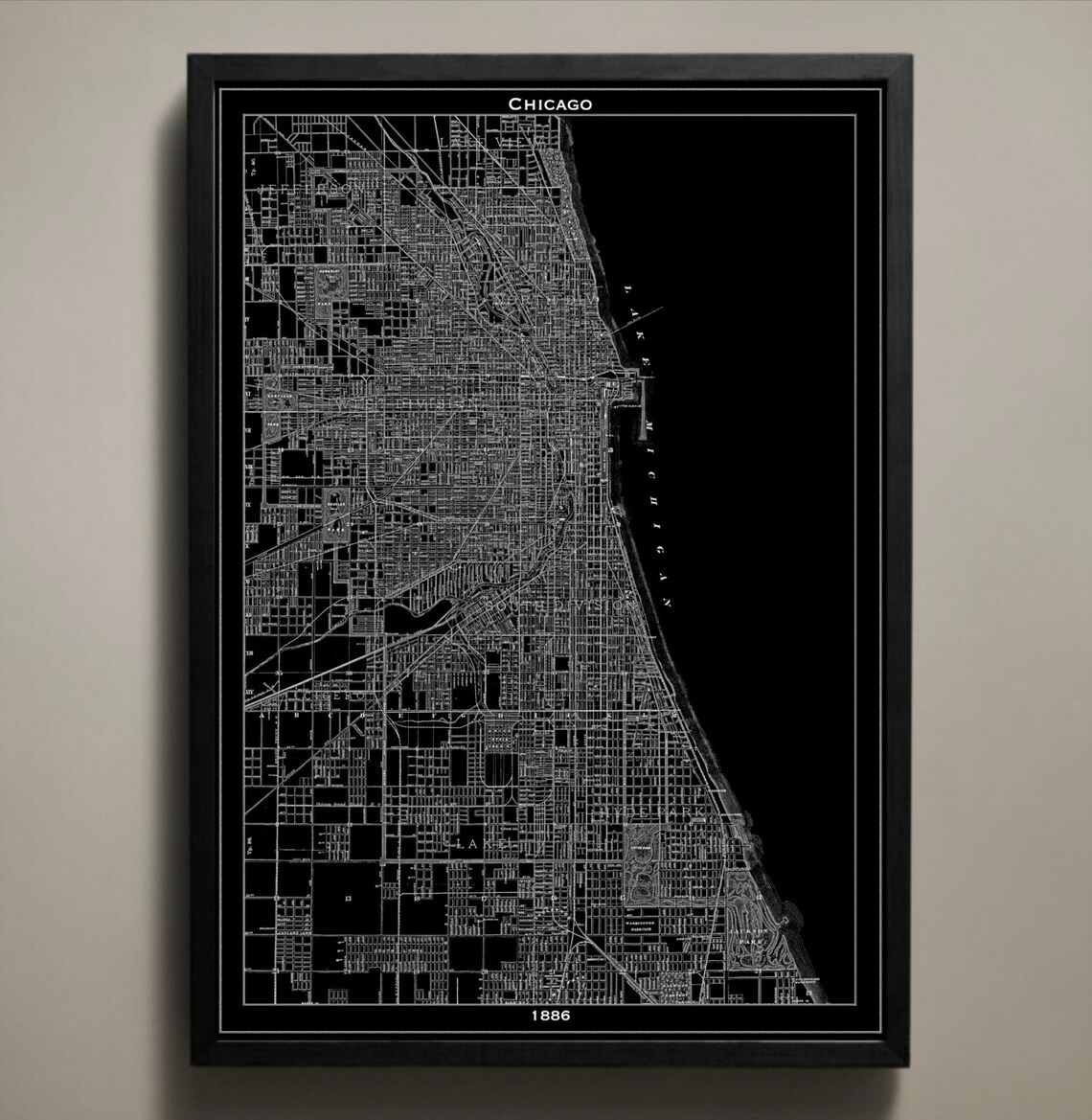 Chicago Map Chicago Poster Chicago Print Windy City Map - Etsy