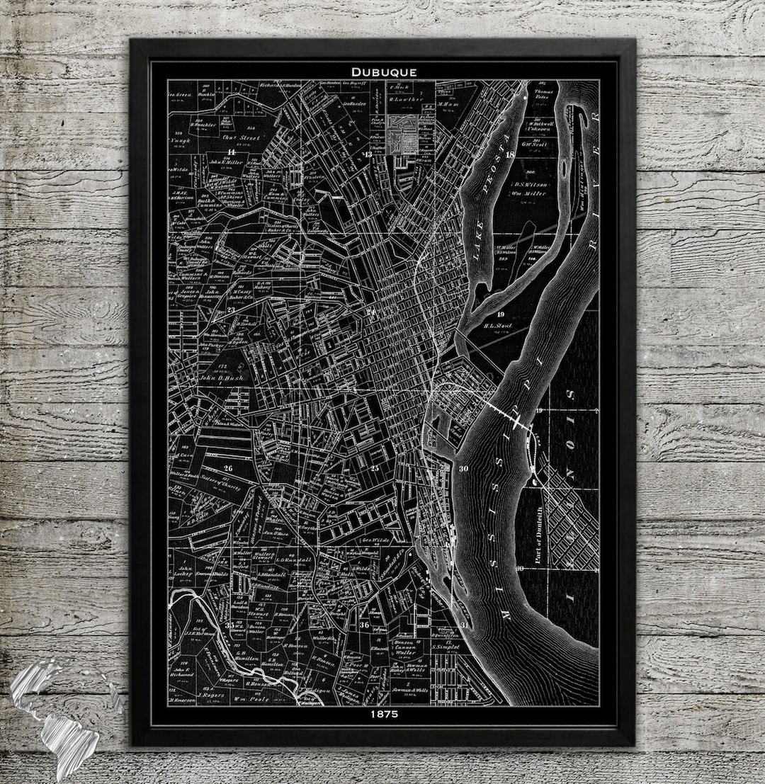 Map of DUBUQUE Print | Key City Wall Decor for Your Home or Office - Etsy