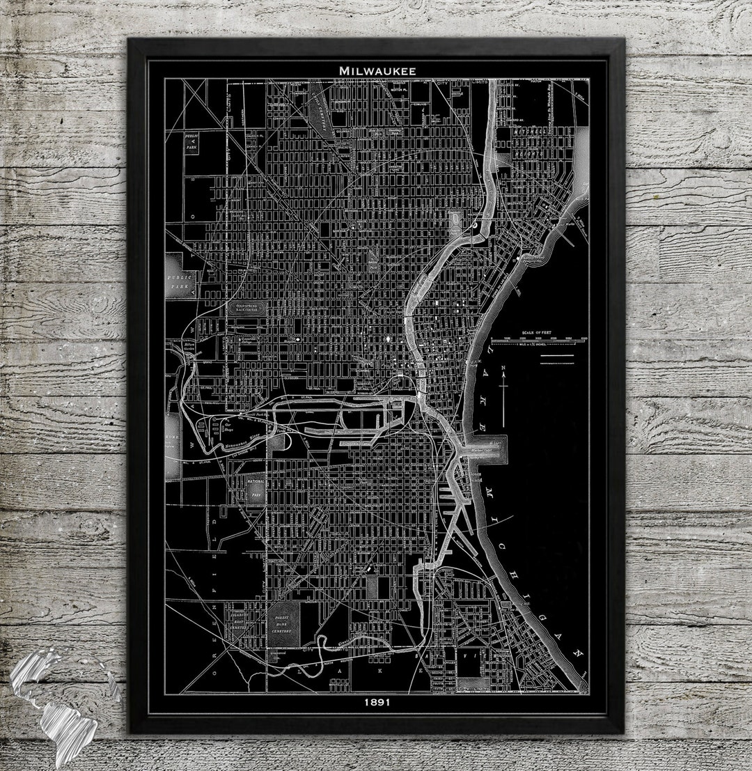 Map of MILWAUKEE | Cream City Map | Milwaukee Wall Decor for Your Home ...