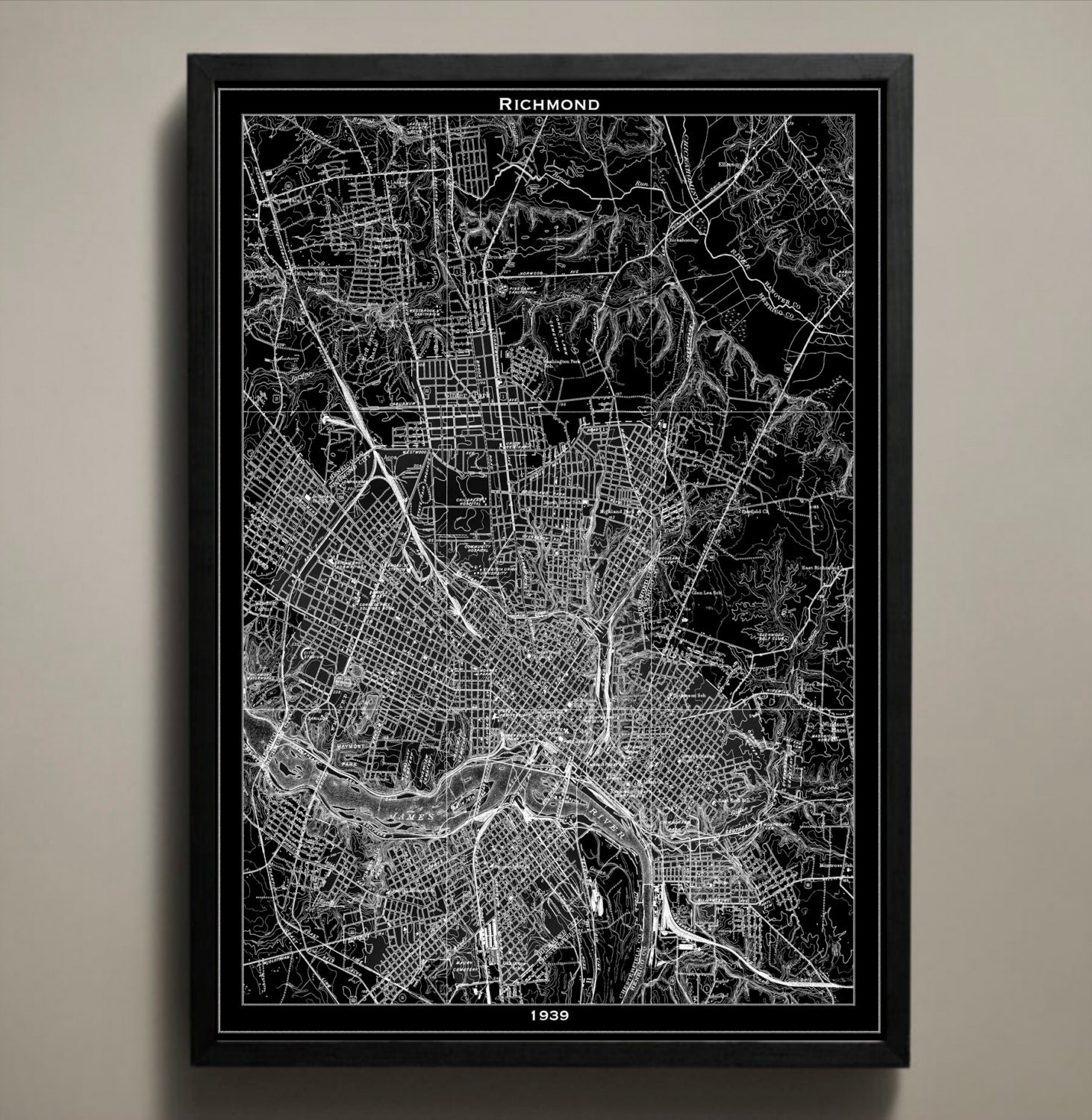 Richmond City Map Richmond City Poster River City Map Richmond Map ...