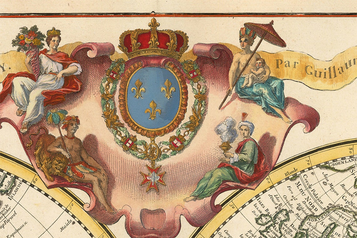 World Map 1720 Double Hemisphere Map World Map Art - Etsy